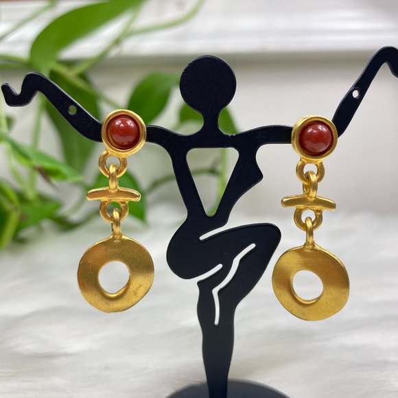 Vintage | Jewelry | Vintage Gold Tone Dangle Drop Pierced Earrings Rust ...